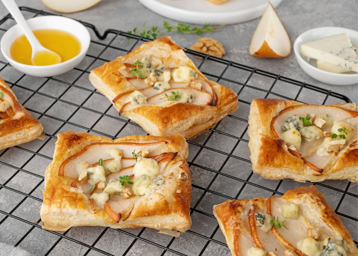 Pear and Honey Blue Cheese Puff Pastry Appetizer